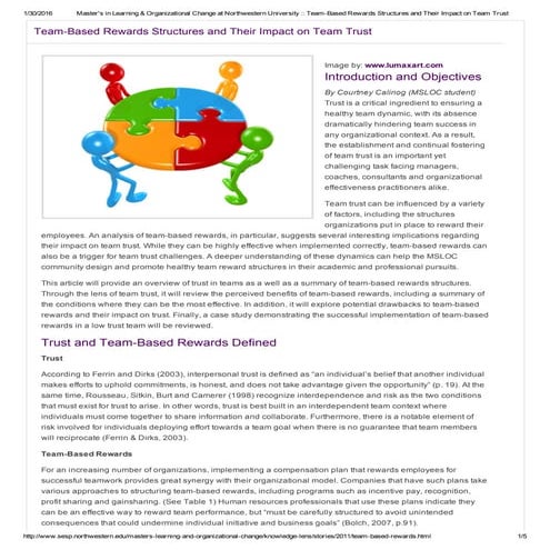 team-based rewards structures and their impact on team trust | PDF