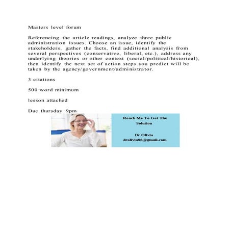 Masters level forumReferencing the article readings, analyze thr | DOCX