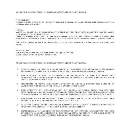 MASTERS SOCIAL STUDIES EDUCATION PROJECT MATERIALS.docx