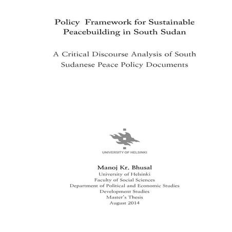 South Sudan Peace Process & Peace Policies | PDF