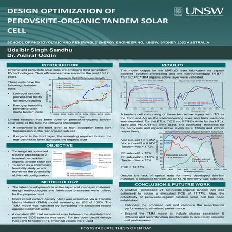 Design optimization of perovskite-organic tandem solar cell | PDF