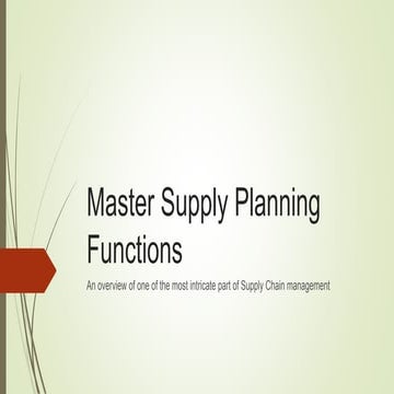Master supply planning functions | PPTX