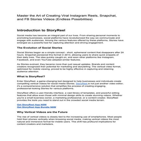 Master the Art of Creating Viral Instagram Reels, Snapchat, and FB ...