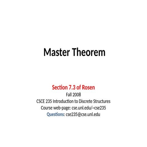Master Theorem Related to The Algorithm Analysis Course | PPT | Computer Software and ...