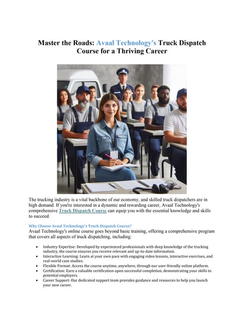Modules – Truck Dispatcher Training- Avaal Technology | PPT | Logistics and Transportation ...