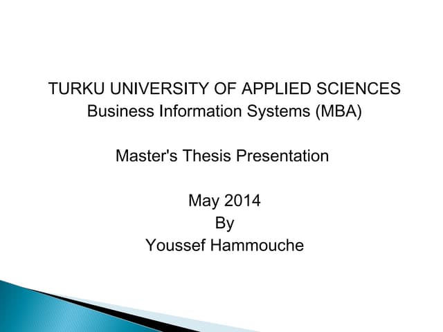 Master thesis presentation | PPT