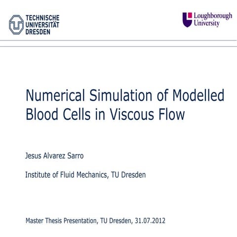 Master Thesis Presentation: Numerical Simulation of Modelled Blood Cells in a Viscous Flow ...