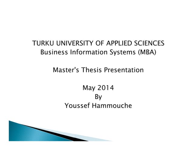 Master thesis presentation | PPT