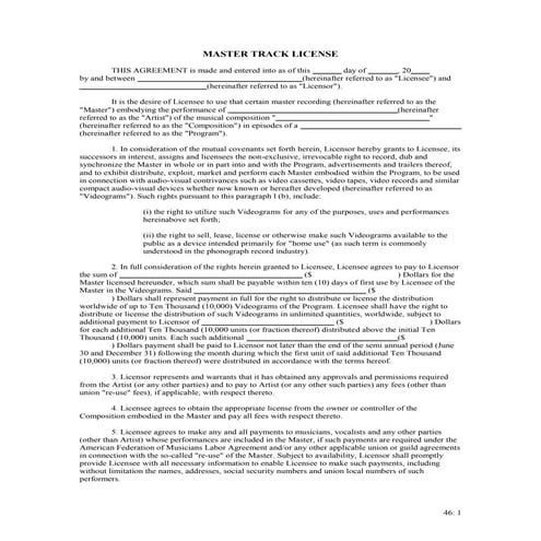 Master track license | PDF