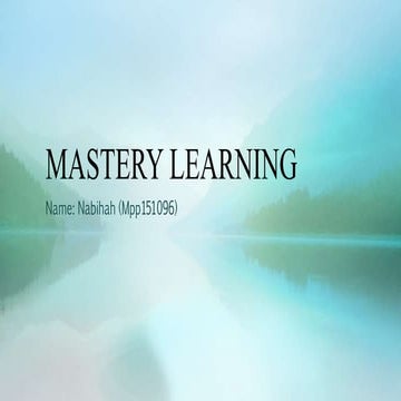 Mastery learning | PPTX