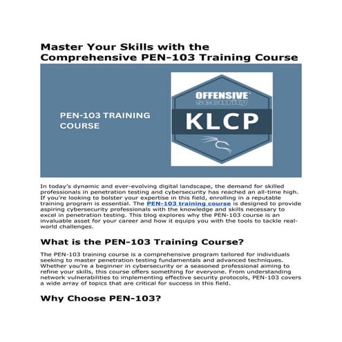 Master Your Skills with the Comprehensive PEN-103 Training Course.docx