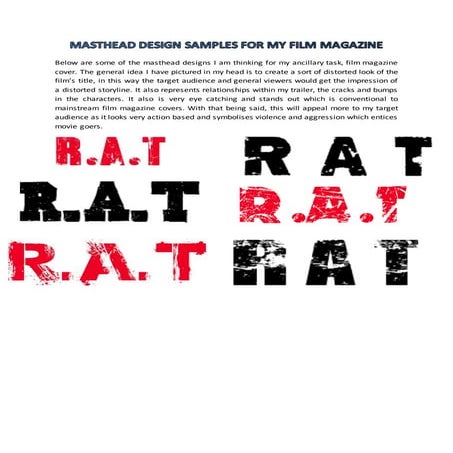 Masthead design samples for my film magazine | DOCX