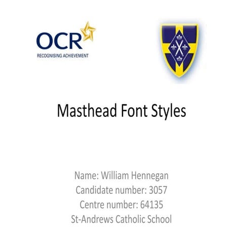 Mast head font list and analysis | PPTX