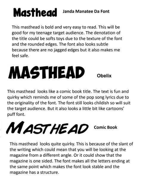 Fonts for masthead | PPT