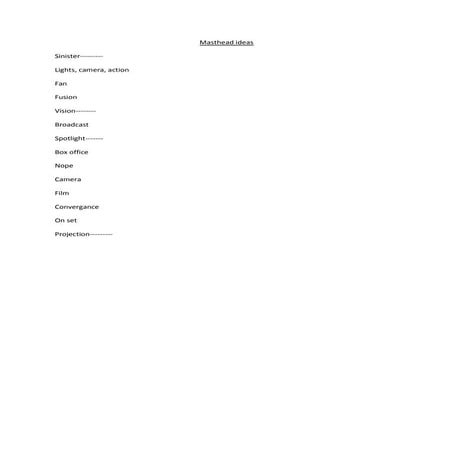 Masthead ideas | DOCX | Movies | Entertainment