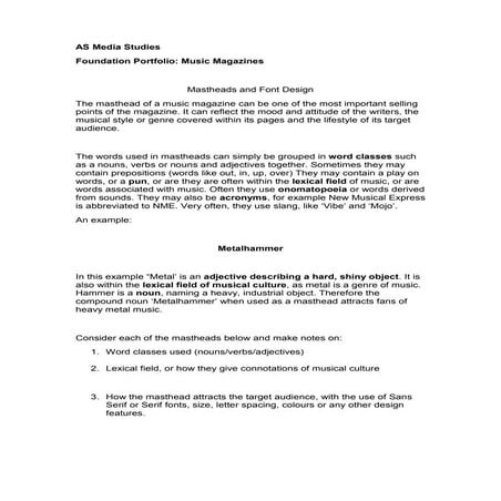 Names of the music magazine | PPTX