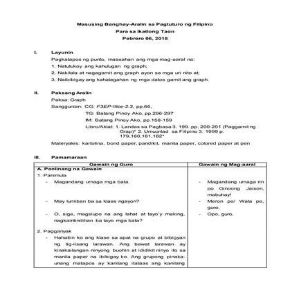 Masusing Banghay Sa Filipino-Grade 5 | DOCX