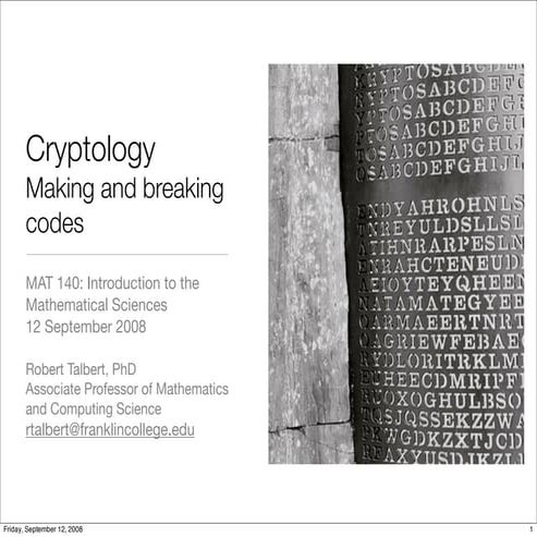 Mat 140 Cryptology Day 1 Presentation | PPT