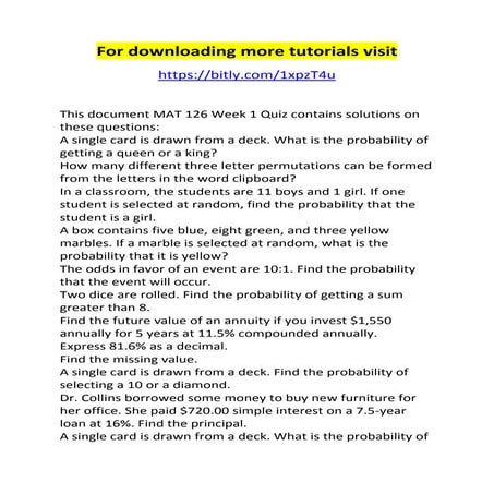 Mat 126 week 4 quiz | DOCX