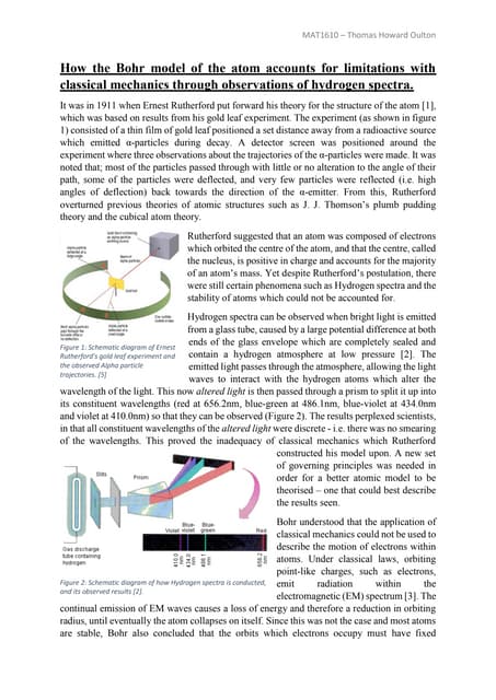In 1913- the chemist Niels Bohr suggested a model for the structure of.docx