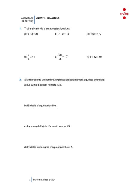 Unitat 2 equacions sessio 5 | PDF