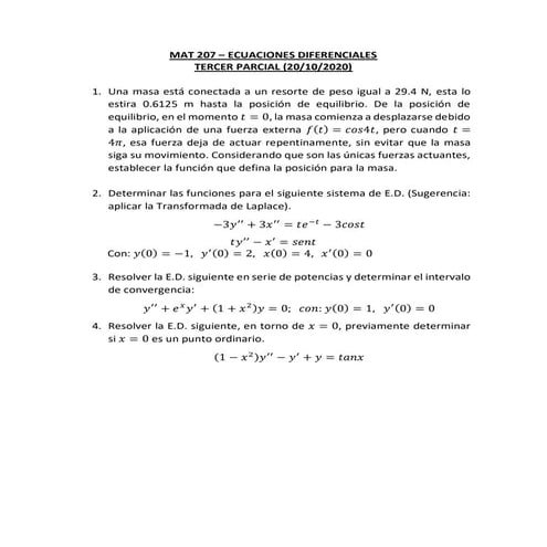 Mat 207 tercer parcial | PDF
