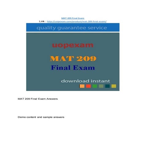 MAT 209 Final Exam 2015 version | DOCX