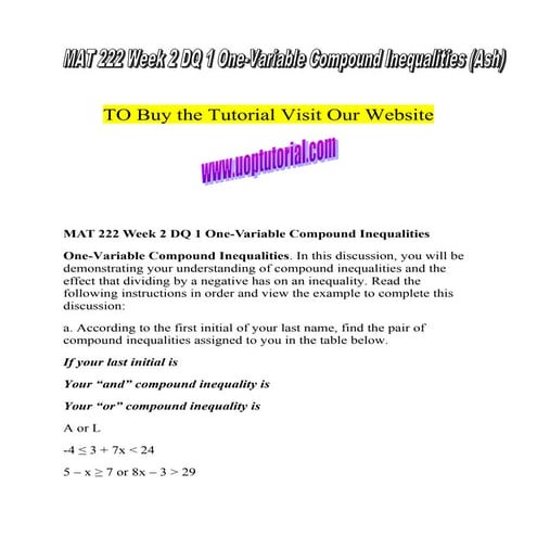 Mat 222 week 2 dq 1 one variable compound inequalities (ash) | DOC ...