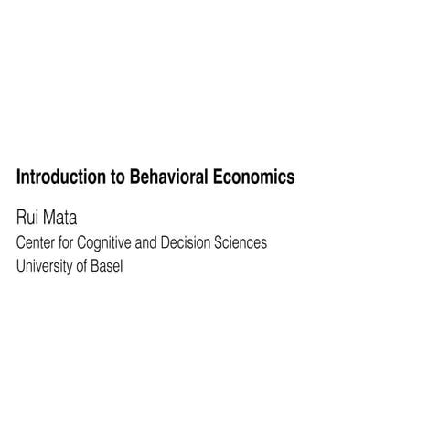 Introduction to behavioral economics | PDF