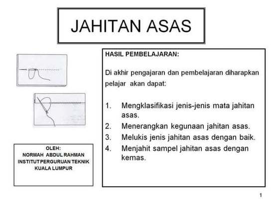 Alatan jahitan asas | PPT