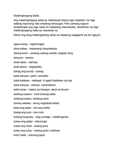 Filipino 8 Matalinghagang Pahayag | PPTX
