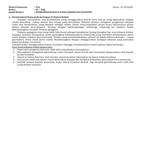 Mata pelajaran tlj 12.10.2020