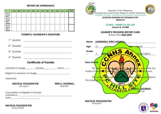 REPORT CARD OF GRADE 2 2025-2026 MATATAG | PDF
