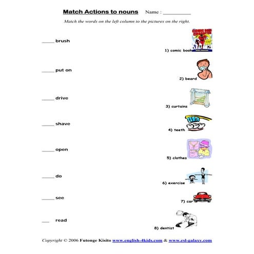 Match actions to nouns | PDF