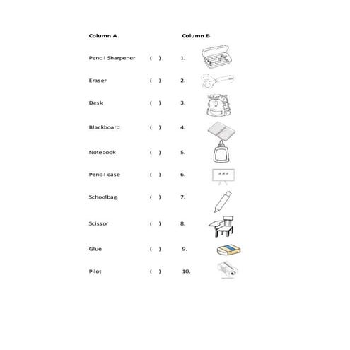 Matching Classroom Objects | PDF
