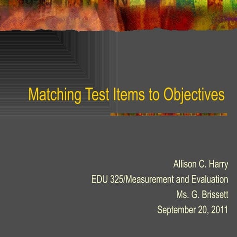 Matching items to objectives | PPT