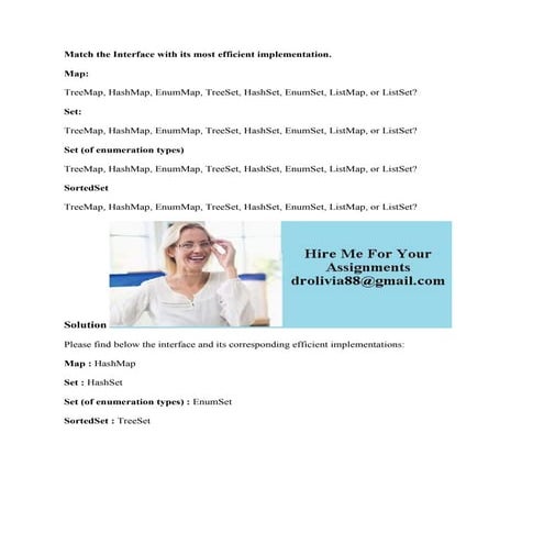 Match the Interface with its most efficient implementation- Map- TreeM.docx