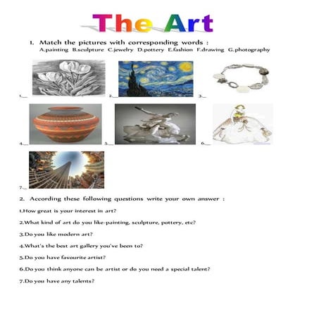 Match the pictures with corresponding words | DOCX