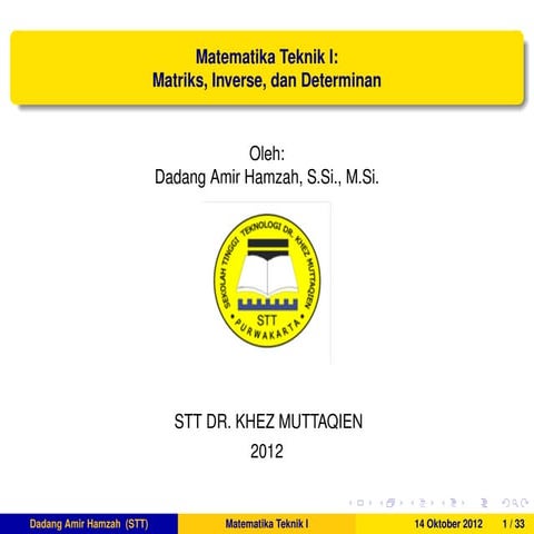 Matematika Teknik 1: Matriks | PDF