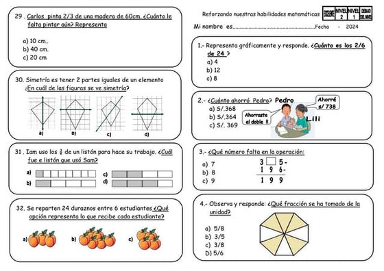 Hojas De Matematicas De Segundo Grado MATEMÁTICA – Segundo