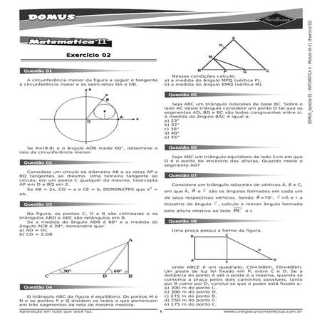 Matematica 2 exercicios gabarito 02 | PDF