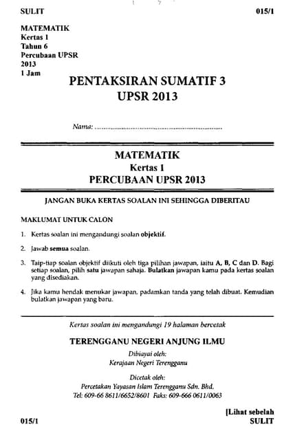 MATEMATIK TAHUN 4 - SOALAN + JAWAPAN | PDF