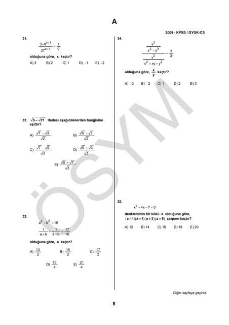 8. Sınıf Kareköklü Sayılar Yaprak Testi 1 | PDF