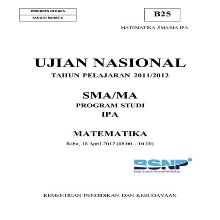 Matematika sma-un-2012-paket-b-ipa | PDF