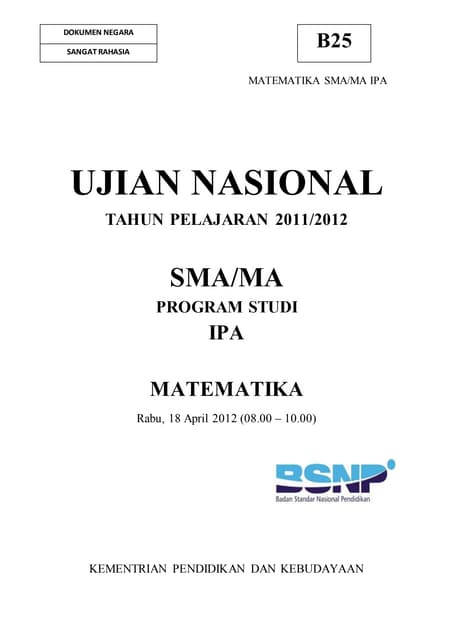 Naskah Asli UN Matematika SMA IPA 2014 | DOCX