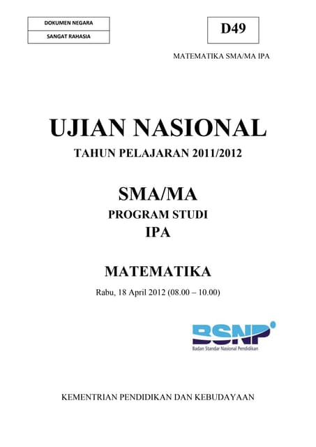 Matematika uas xii ipa | PDF