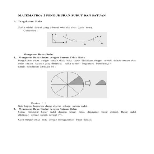 Matematika 3 pengukuran sudut dan satuan | DOCX