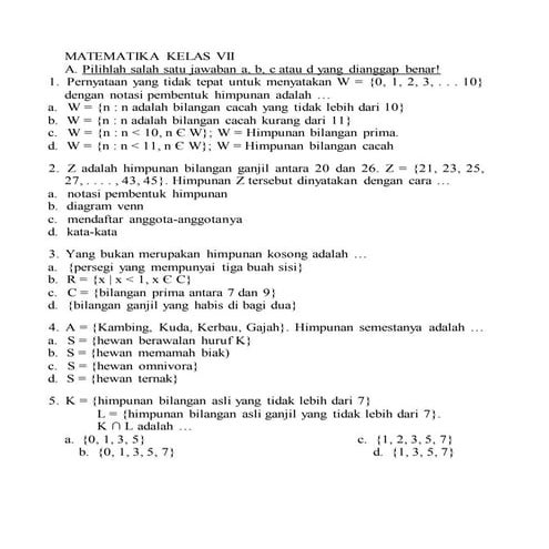 Matematika kelas vii | PDF