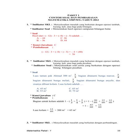 Matematika paket 1 | DOC
