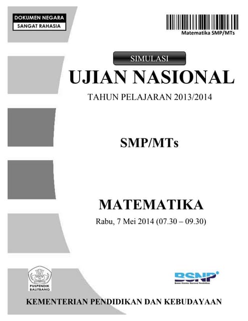 Soal try out UN Matematika SD Muh. Banjaran Tahun 2012 paket